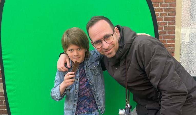 Yme Tielen en Halbe Piter Claus op de set (eigen foto)